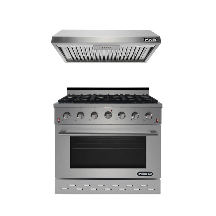 NXR Professional Ranges 36" 5.5 cu. ft. Freestanding Gas Range with Range Hood - Wayfair Canada